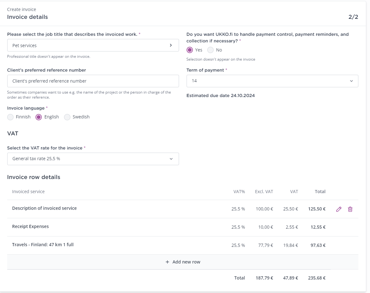 How to create an invoice? – UKKO.fi